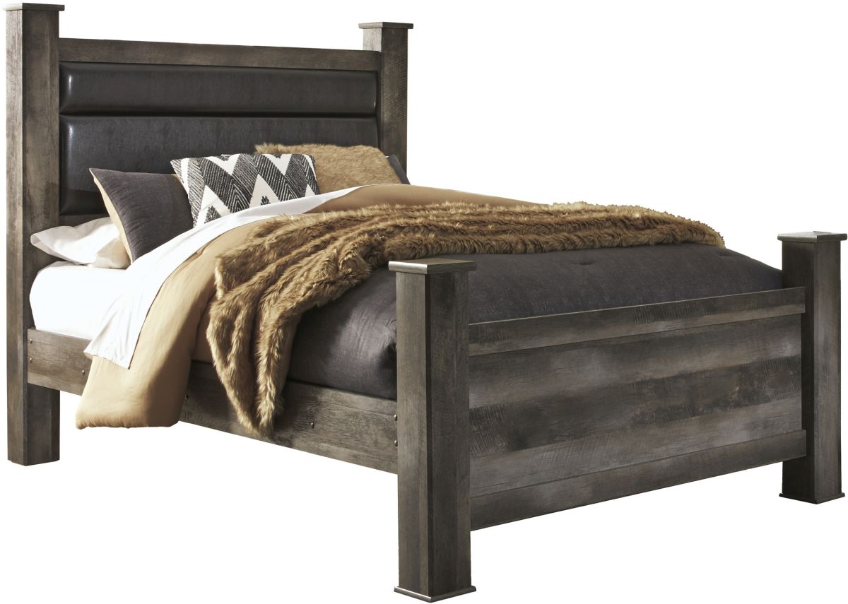 Signature Design by Ashley® Wynnlow Gray Queen Upholstered Poster Bed ...