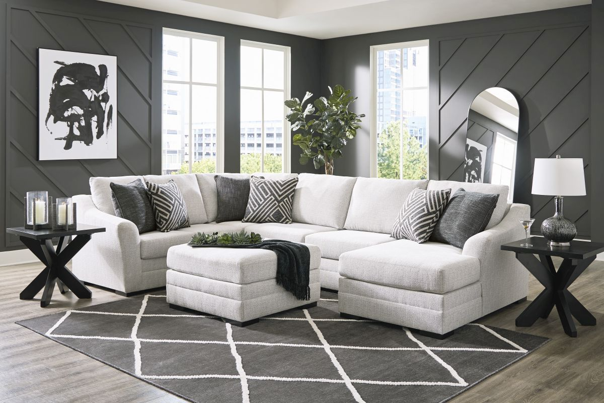 Benchcraft Koralynn 3 Piece Stone Right Arm Facing Chaise Sectional