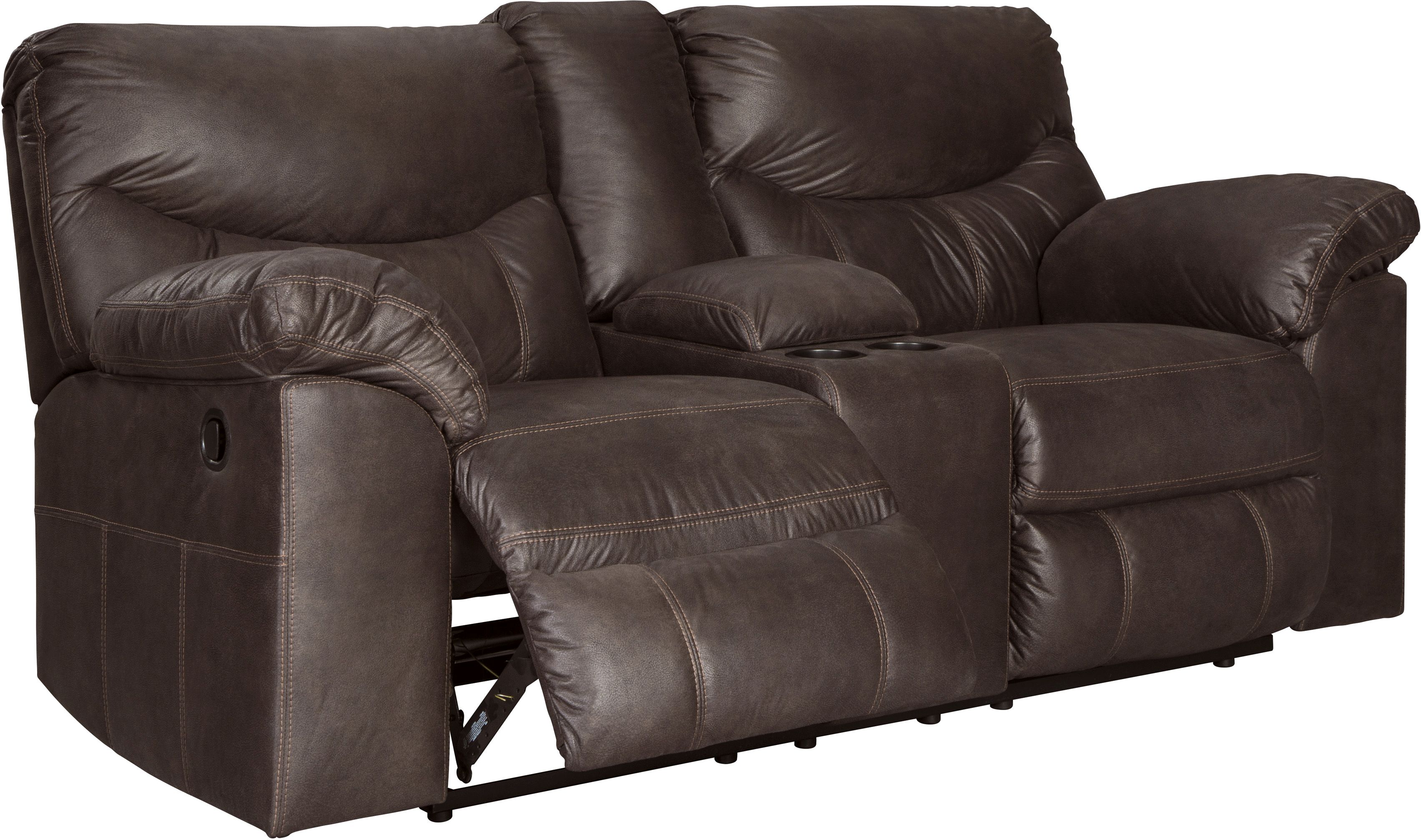 Signature Design by Ashley Boxberg Teak Double Reclining Loveseat with Console