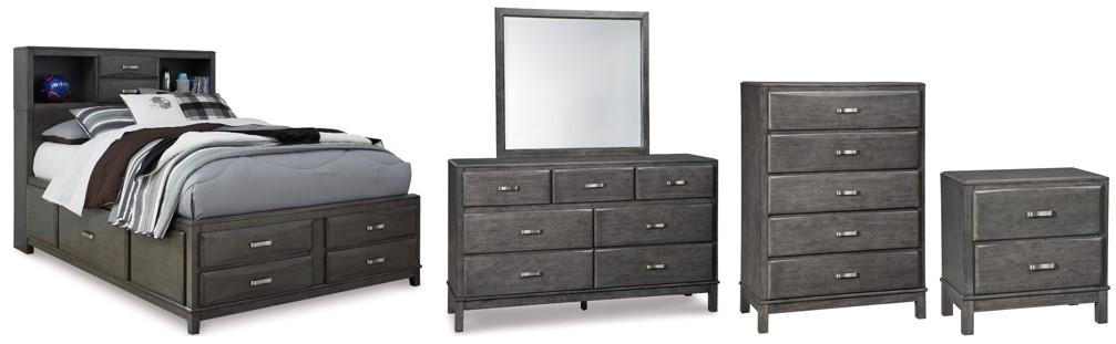 Signature Design by Ashley® Caitbrook 5-Piece Gray Full Storage Bed Set ...