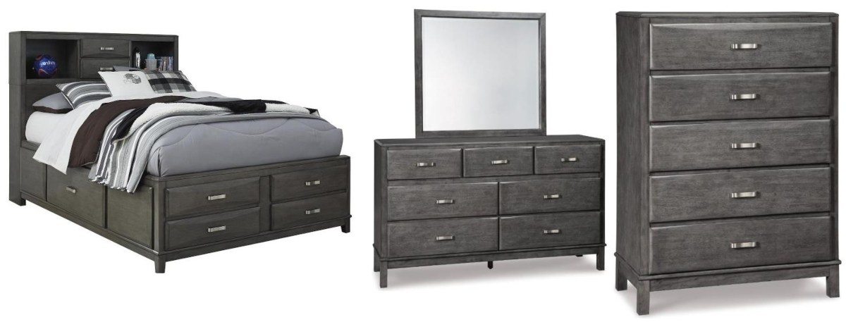 Signature Design by Ashley Caitbrook 4 Piece Gray Full Storage Bed Set