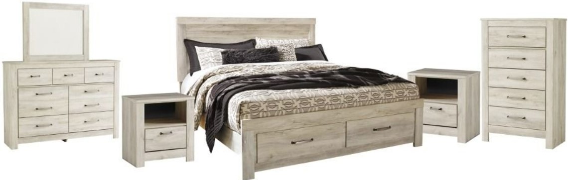 Bellaby king platform bed with 2 storage drawers store